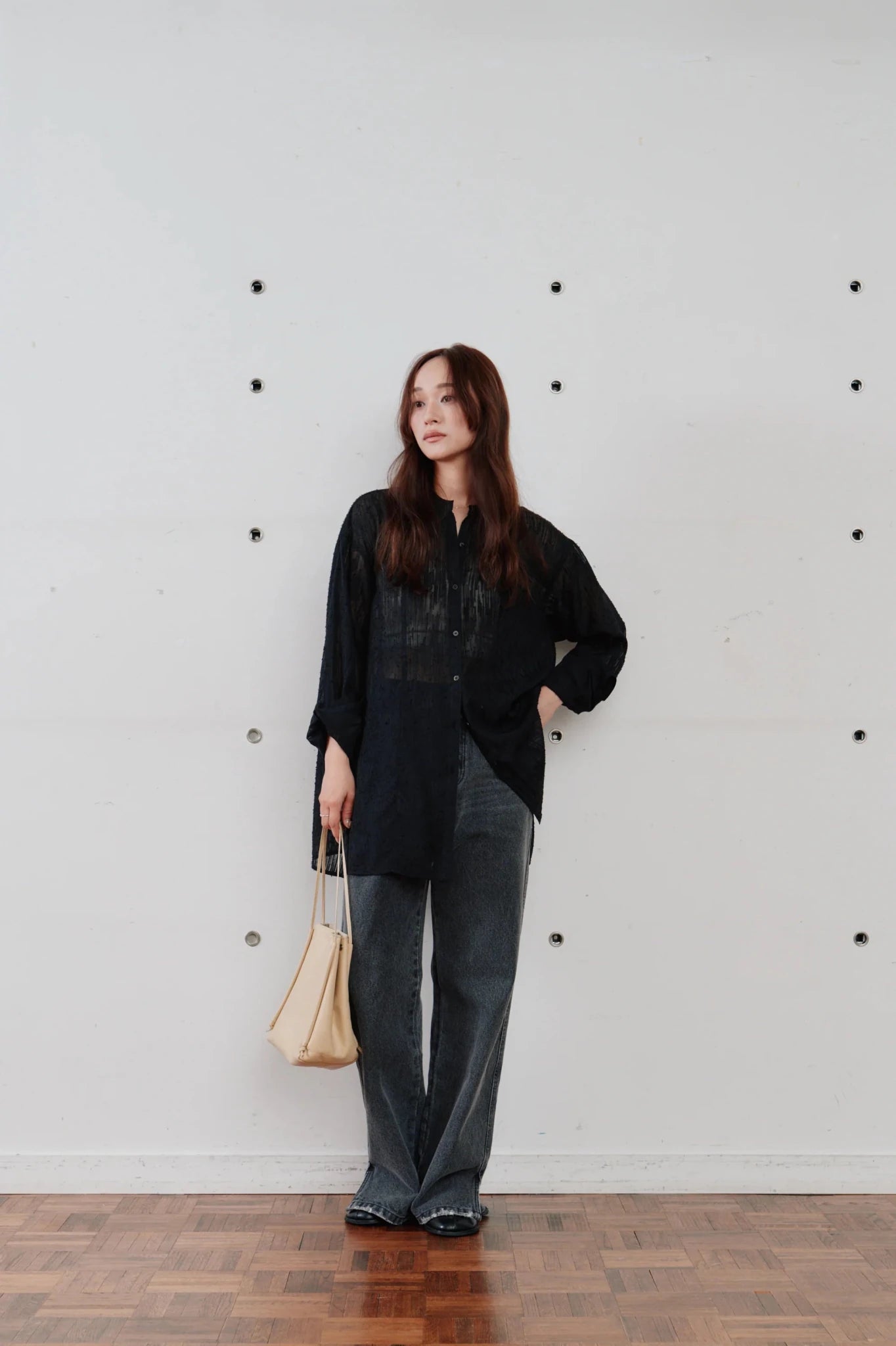 【Hella 2026 SPRING/SUMMER】cut jacquard long shirt - Champdelarose