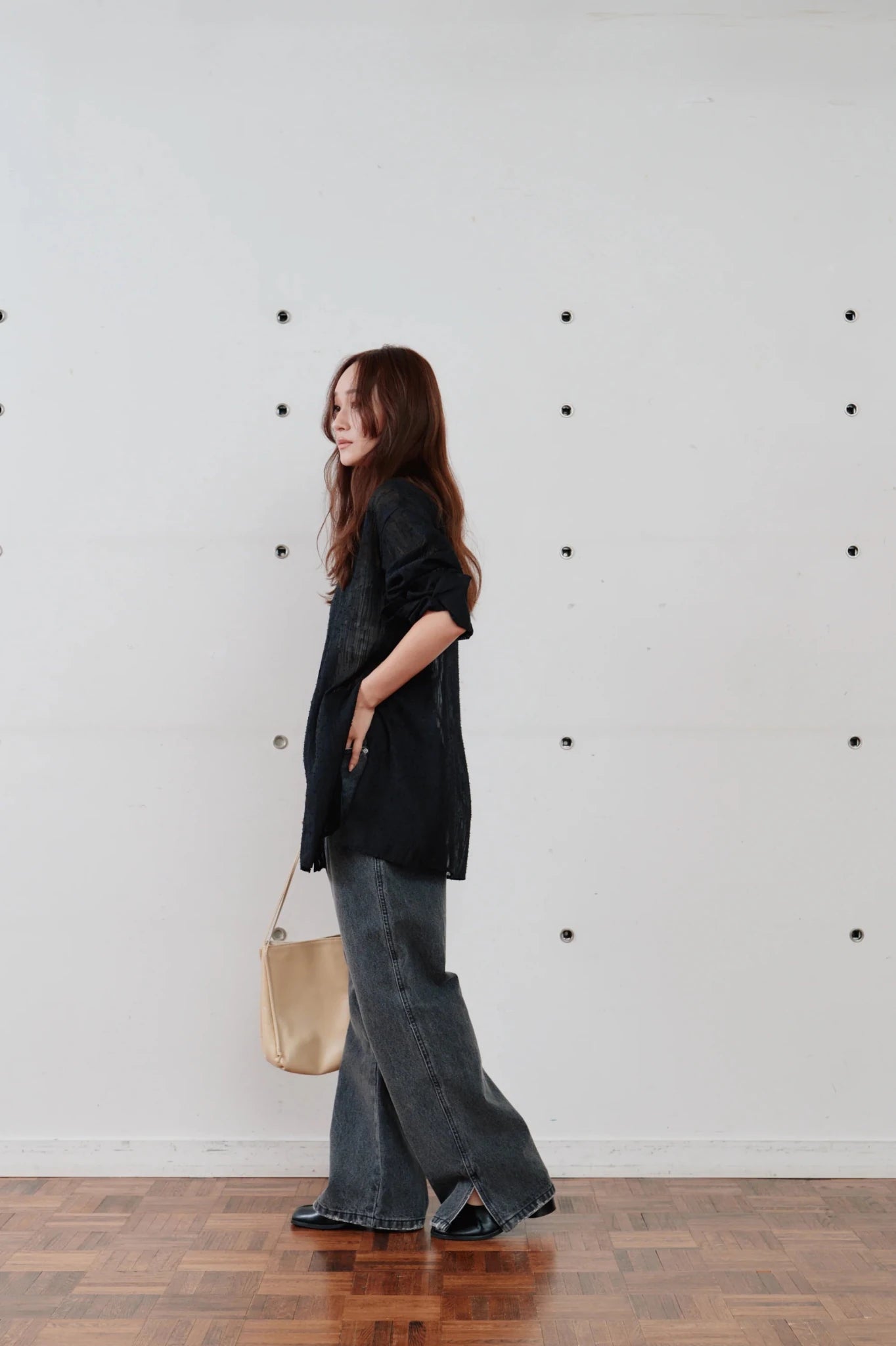 【Hella 2026 SPRING/SUMMER】cut jacquard long shirt - Champdelarose