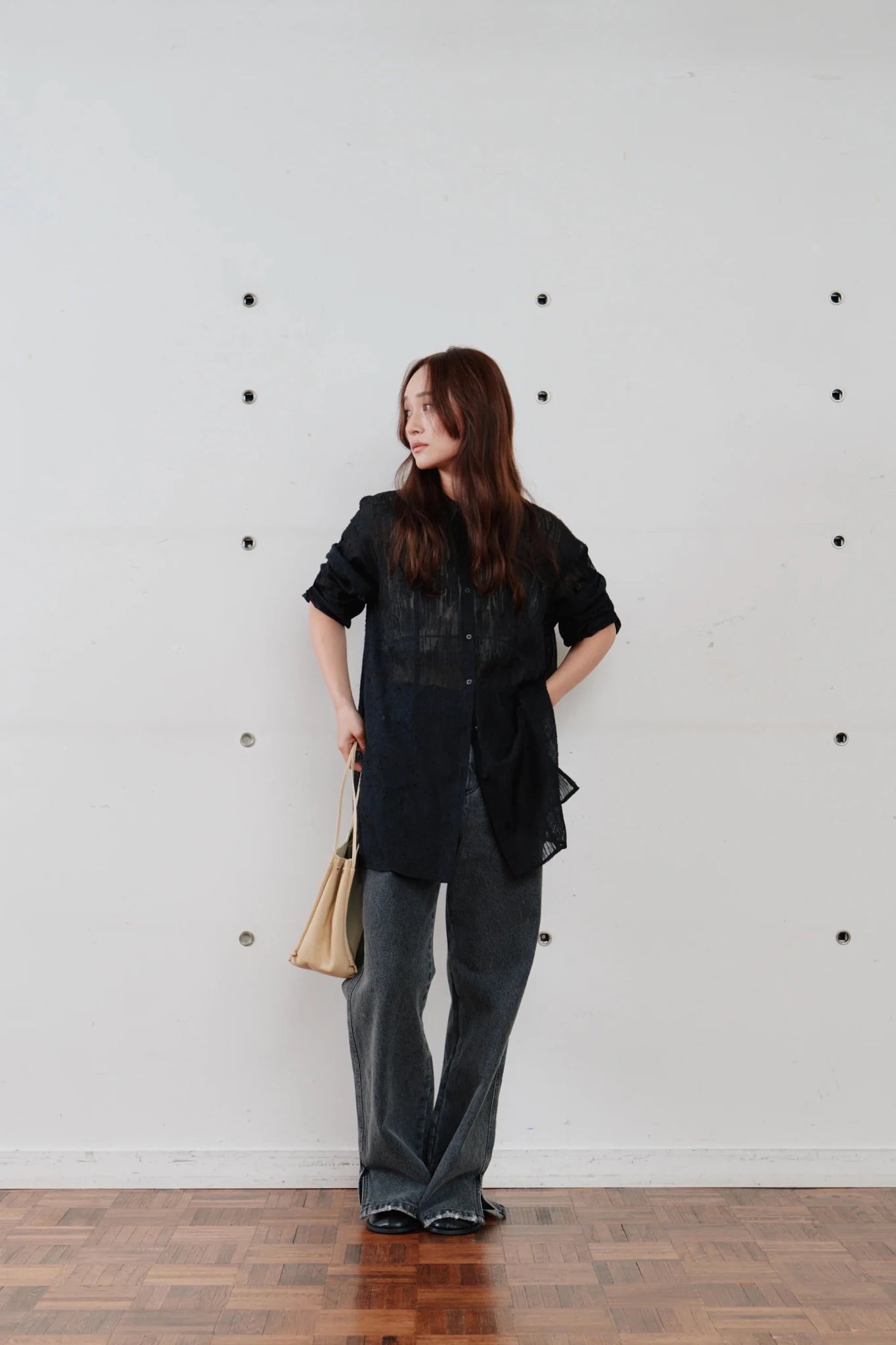 【Hella 2026 SPRING/SUMMER】cut jacquard long shirt - Champdelarose